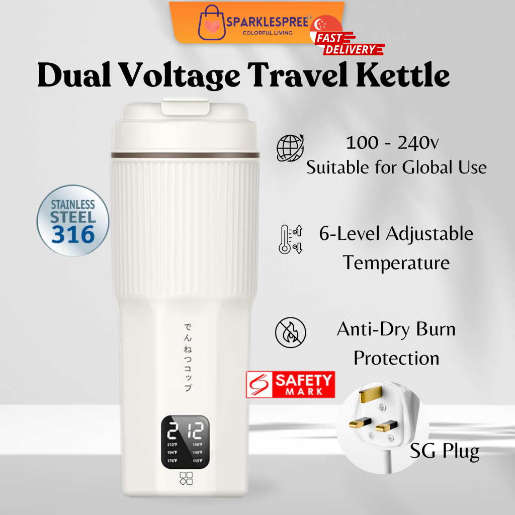Portable Electric Kettle Thermal Cup Travel Water Boiler with LCD Smart ...
