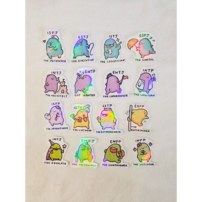 MBTI High-quality Stickers with Rainbow Holographic Laminate ...