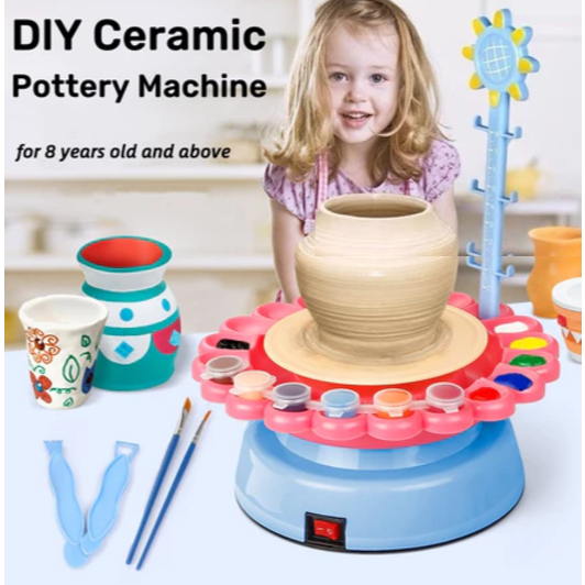 Kid Art & Craft Pottery Wheel Set Creative Clay Toy Ceramic Pottery ...
