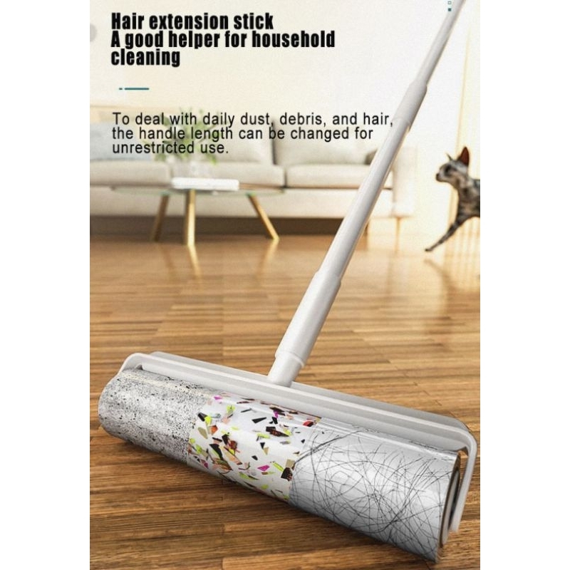 Disposable lint sticky brush fabric extended floor roller with long ...