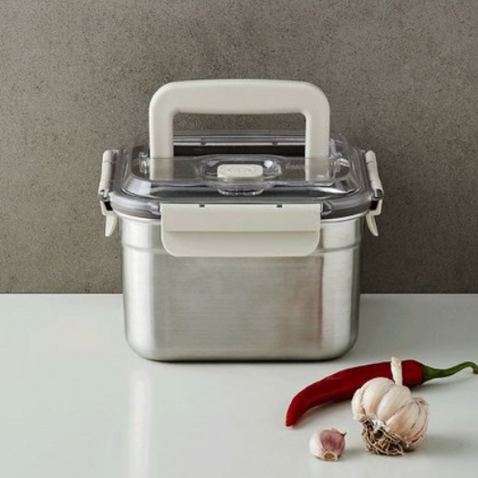 LocknLock Stainless Steel (2.4L) Breathing Kimchi Container, Food ...