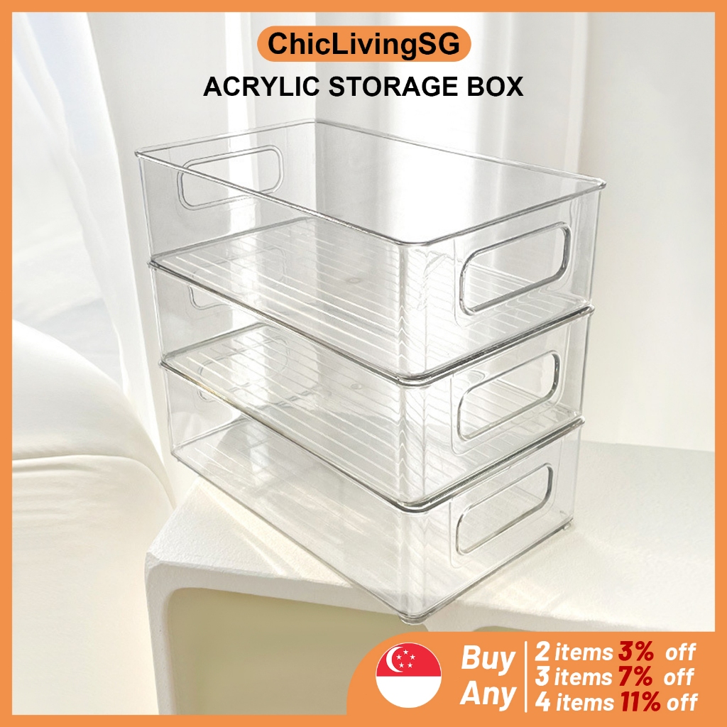 Desktop Storage Box / Acrylic Transparent Storage Basket / Stackable ...