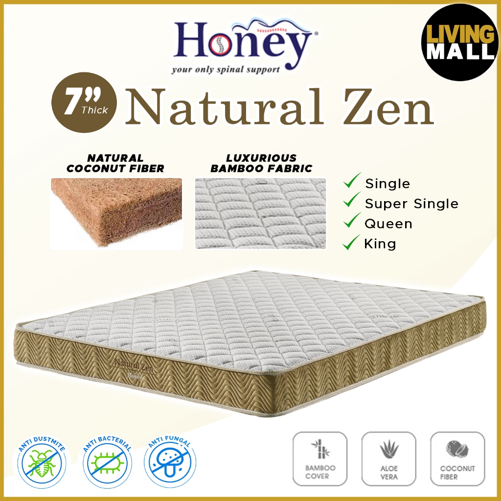 Living Mall Honey Natural Zen 7" Coconut Fibre Mattress -All Sizes ...
