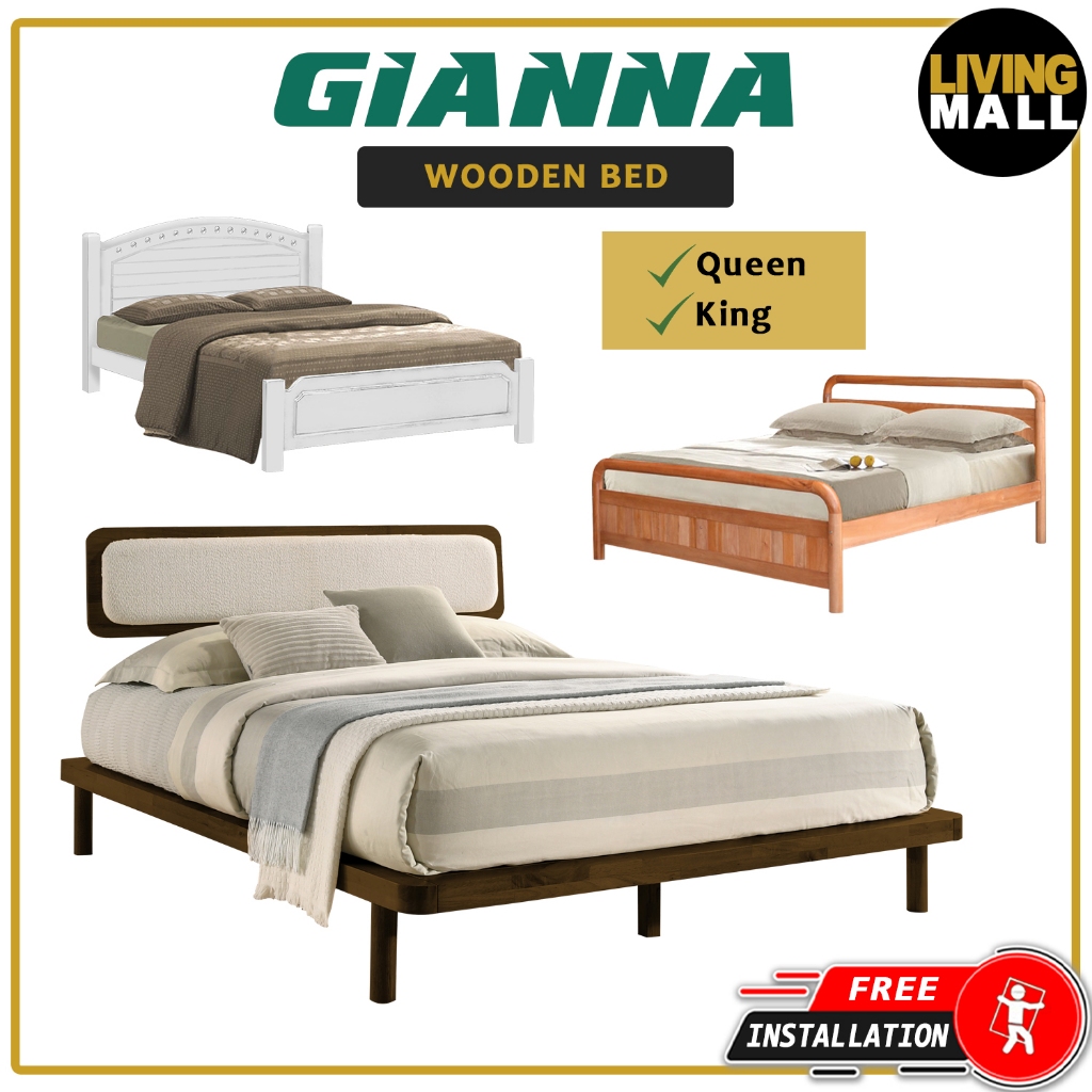 Living Mall Gianna Series Wooden Bed Frame Queen and King Size In 26 ...
