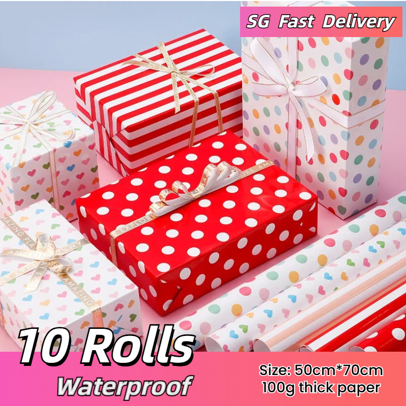 [10 rolls] -Waterproof- DIY Gift Wrapping Paper Present packing paper ...