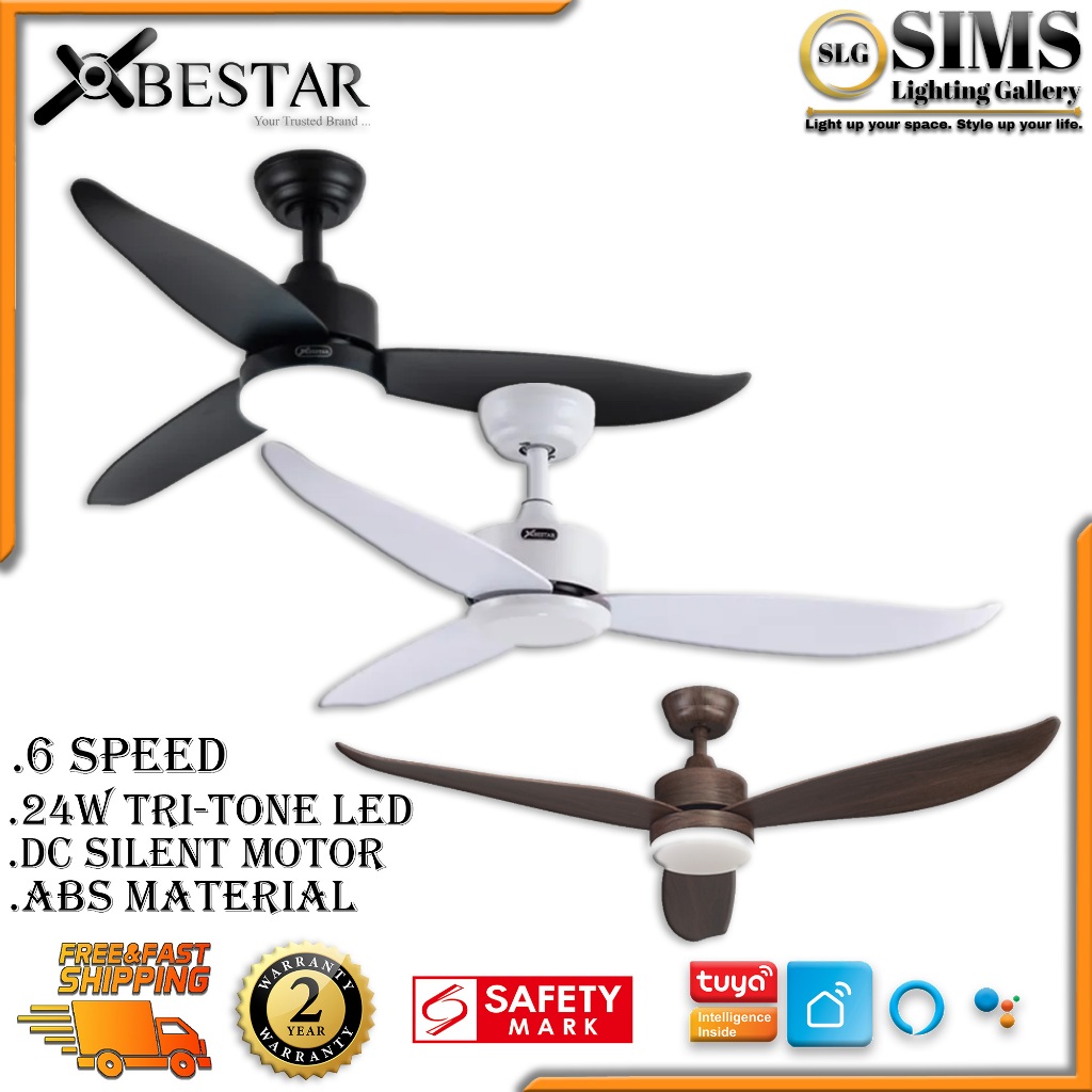 BESTAR RAZOR Smart WiFi DC Motor 46"/54" Inch Ceiling Fan 3 Blade with ...