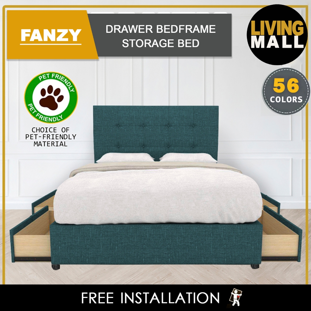 Living Mall Fanzy Drawer Bedframe Storage Bed All Sizes - Pet-Friendly ...