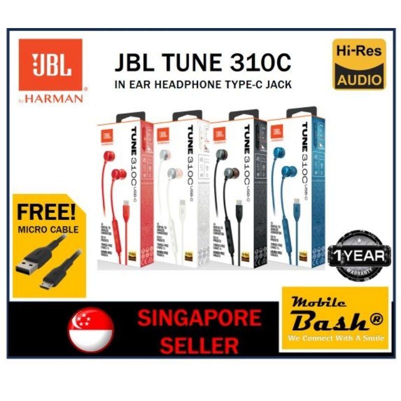 JBL TUNE310C In-Ear Headphones type-c (Singapore Official Distributor ...