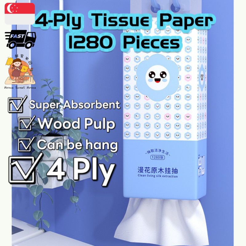 [SG] Soft 4-Ply Tissue Paper 1280pc ️ Facial Tissue Kitchen Towel ...