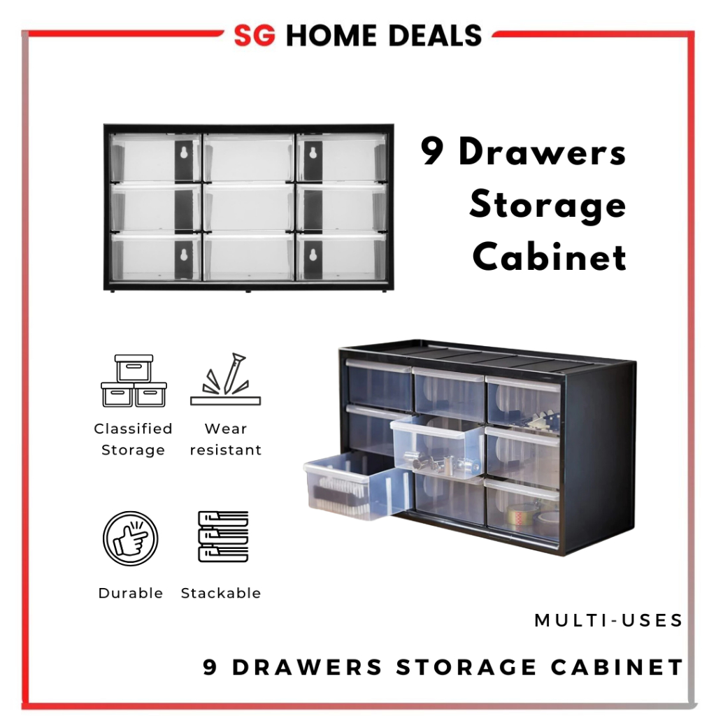 9 Drawer Storage Cabinet Plastic Drawer Desktop Storage Table Organizer ...