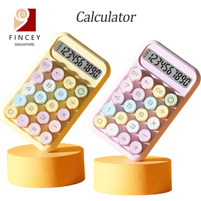 【SG】Calculator Mechanical Calculator Korean Dopamine Color Calculators with 12 Digit LCD Display ...