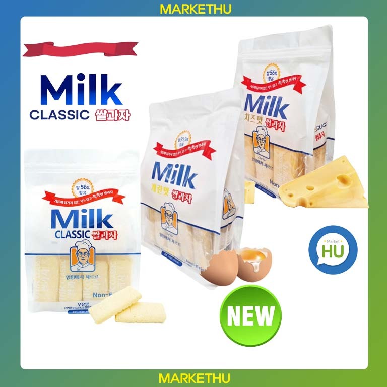 Milk Classic Non-Fried Rice Snack 3 Tastes Original, Cheese, Eggs ...
