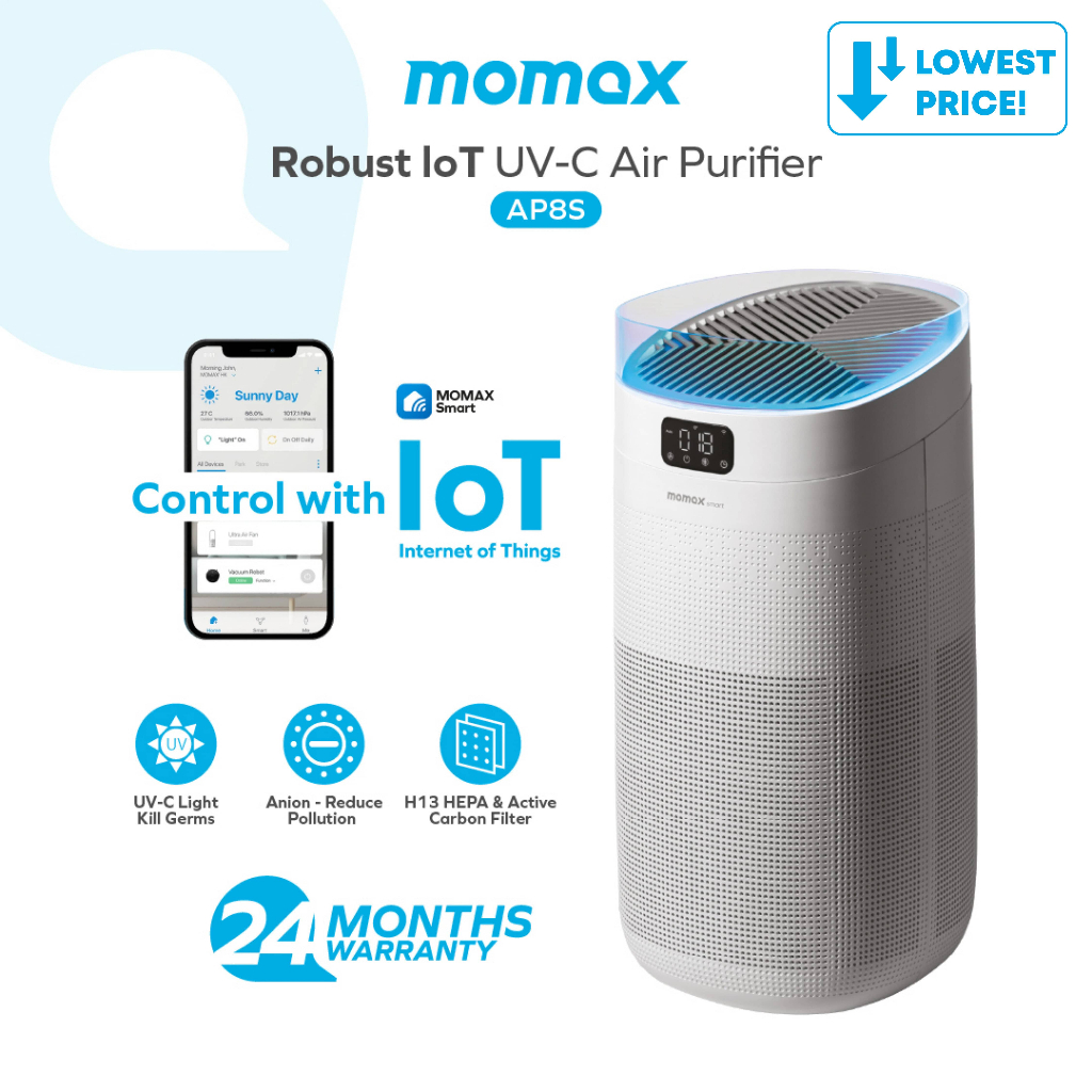[Clearance Sale] Momax Robust IoT UV-C Air Purifier - Kills Airborne ...