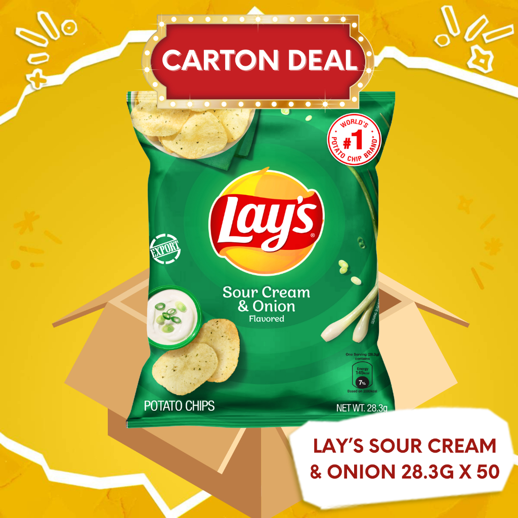 [Carton Deal] Lay's Sour Cream & Onion Chips 28.3g x 50 | Shopee Singapore