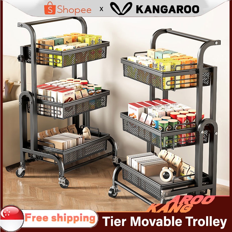 kl 4/5 Tier Collapsible Trolley Cart Storage Rack Tray Shelf foldable ...