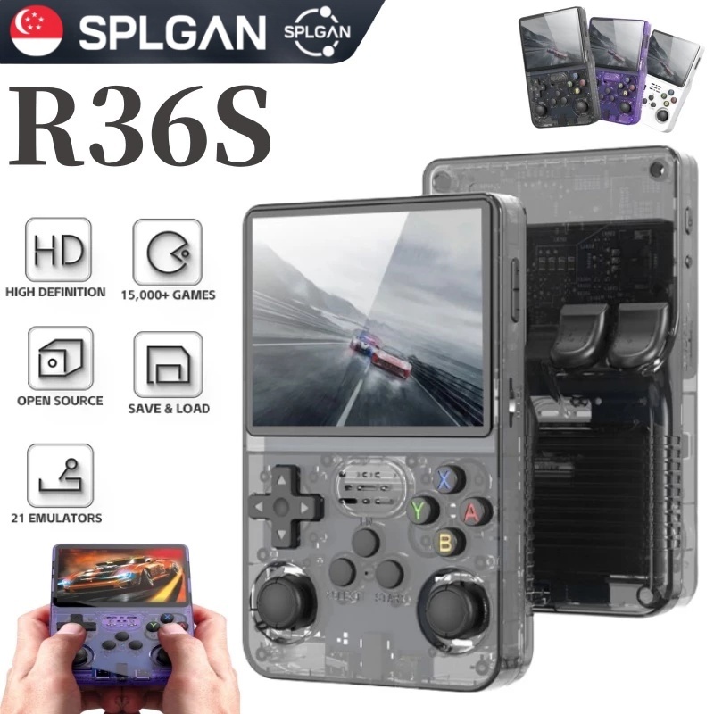 【SPLGAN】Open Source R36S Vintage Handheld Video Game Console Linux 3.5-inch IPS Screen Portable ...