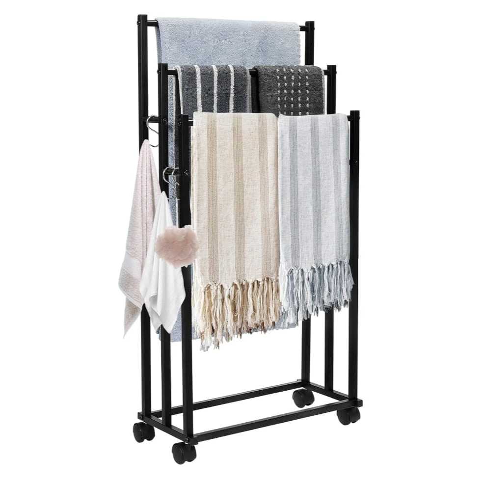 [SG] Standing Towel Rack 3-Tier with Wheels– Stylish & Durable Clothes ...