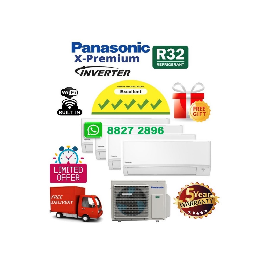 PANASONIC (WIFI) AIRCON *R32* MULTI-SPLIT SYSTEM 4 + FREE DELIVERY ...