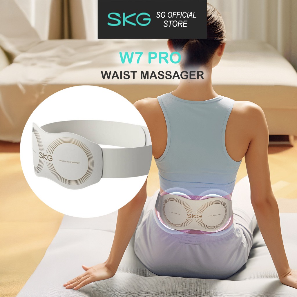 SKG W7 Pro Waist Massager Hot Compress EMS+TENS Strong Pulse Smart Control 11 Modes Back Stomach ...
