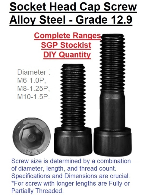 Allen Cap Screw M6, M8, M10 (Full Range) - Socket Head Cap Screw -Alloy ...