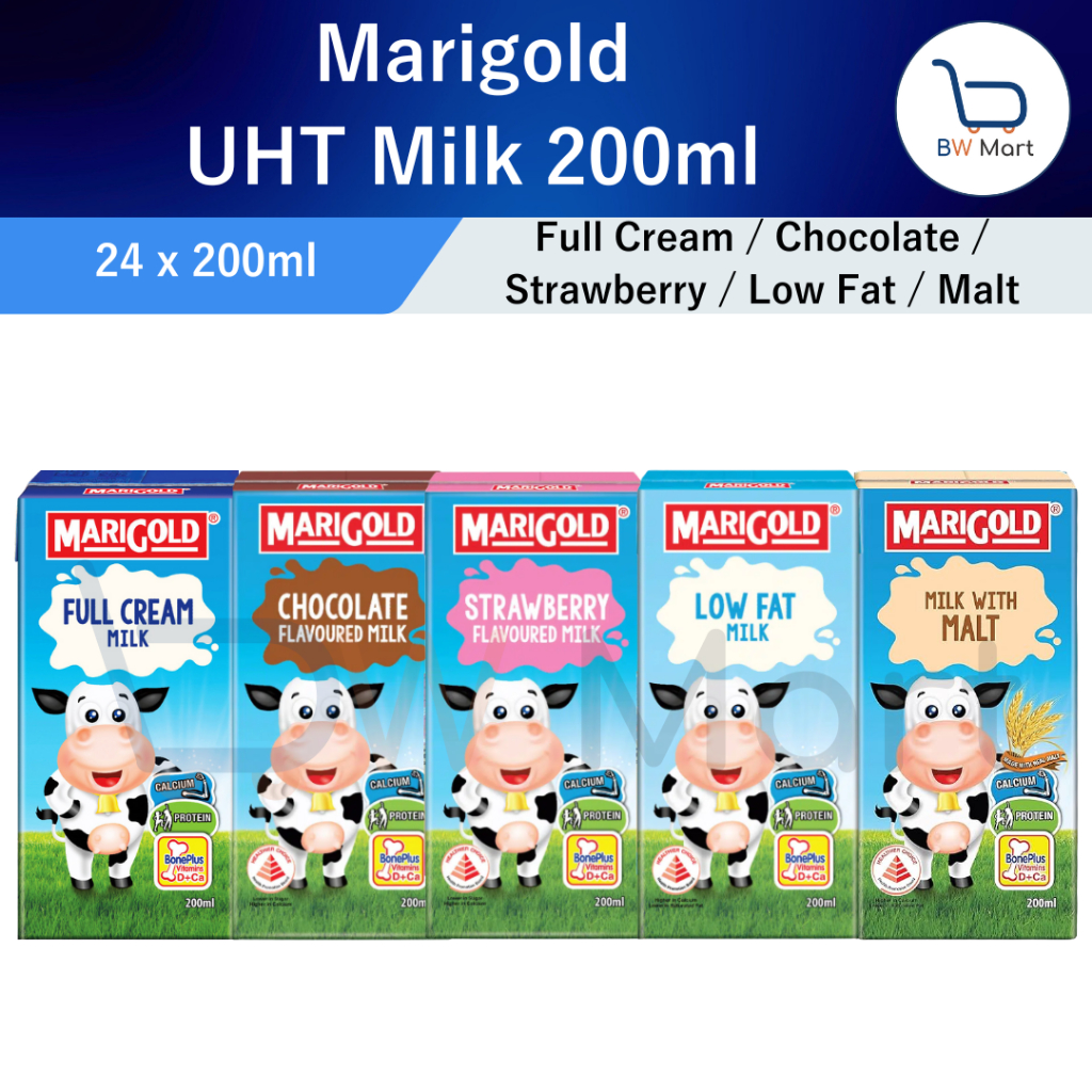 [Carton Deal] Marigold UHT Milk Packet 200ml Full Cream Low Fat ...
