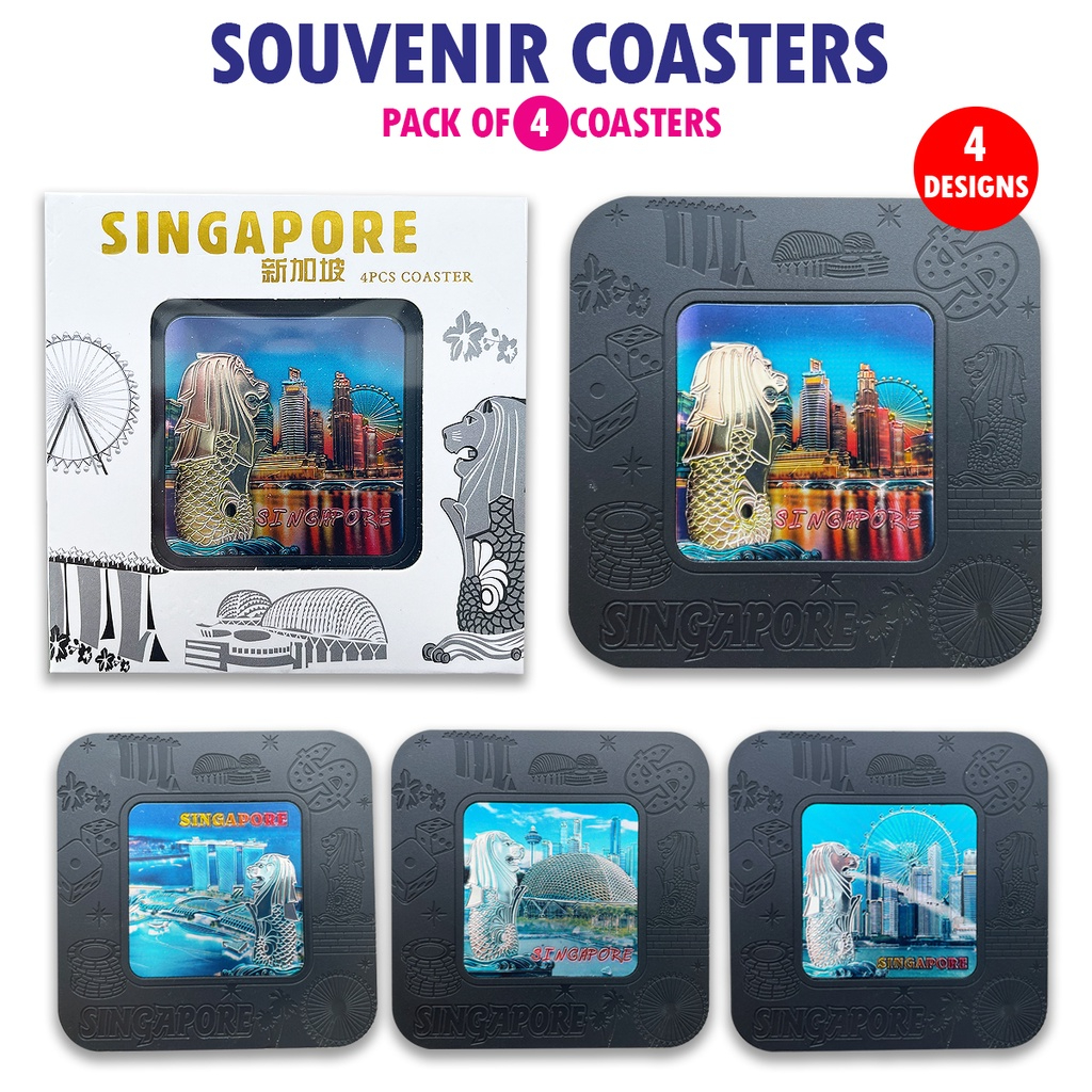 [SG Ready Stock] Cup Coaster 4pcs Set*Singapore Souvenir | Shopee Singapore