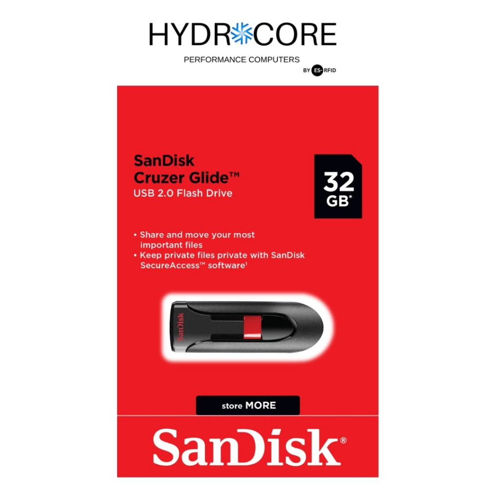 SanDisk Cruzer Glide USB Flash Drive, CZ60 Black, retractable ( 32GB ...