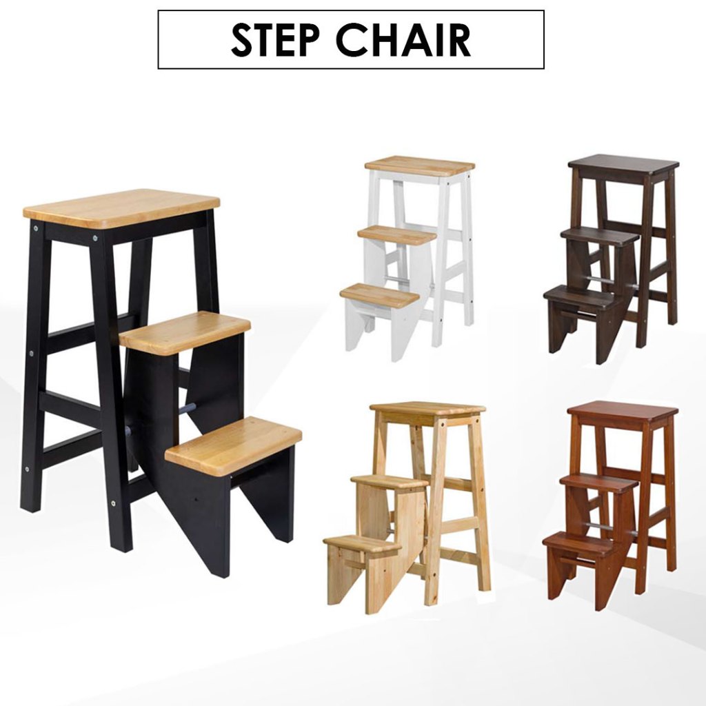 STEP STOOL/STEP CHAIR/SOLID WOOD STEP STOOL CHAIR/LADDER STOOL | Shopee ...