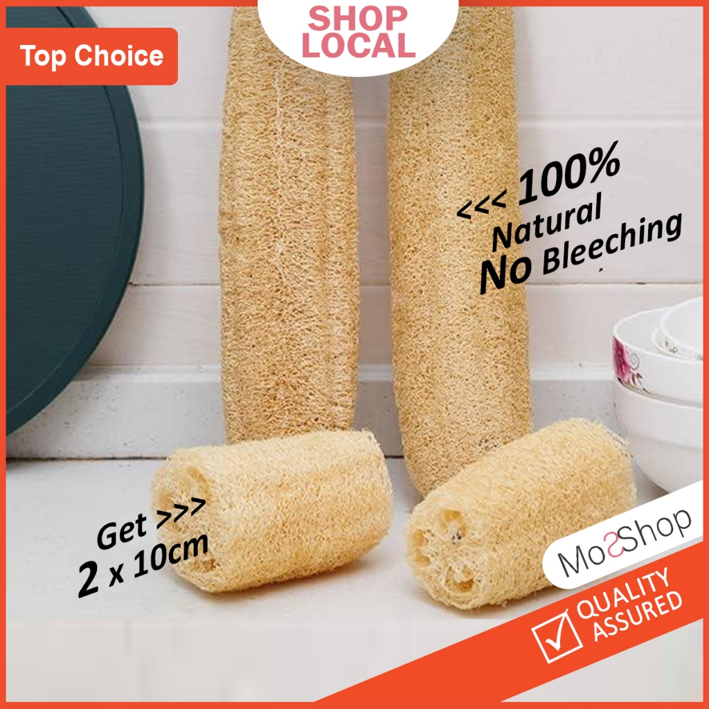 (NON-BLEACHING 🌱100% NATURAL ) 2 PCS 10CM - Natural Loofah for Bath ...