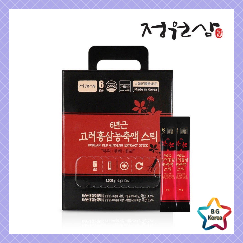 [Jung Won Sam] Korean 6 Years Red Ginseng Extract Stick (10g x 100 ...
