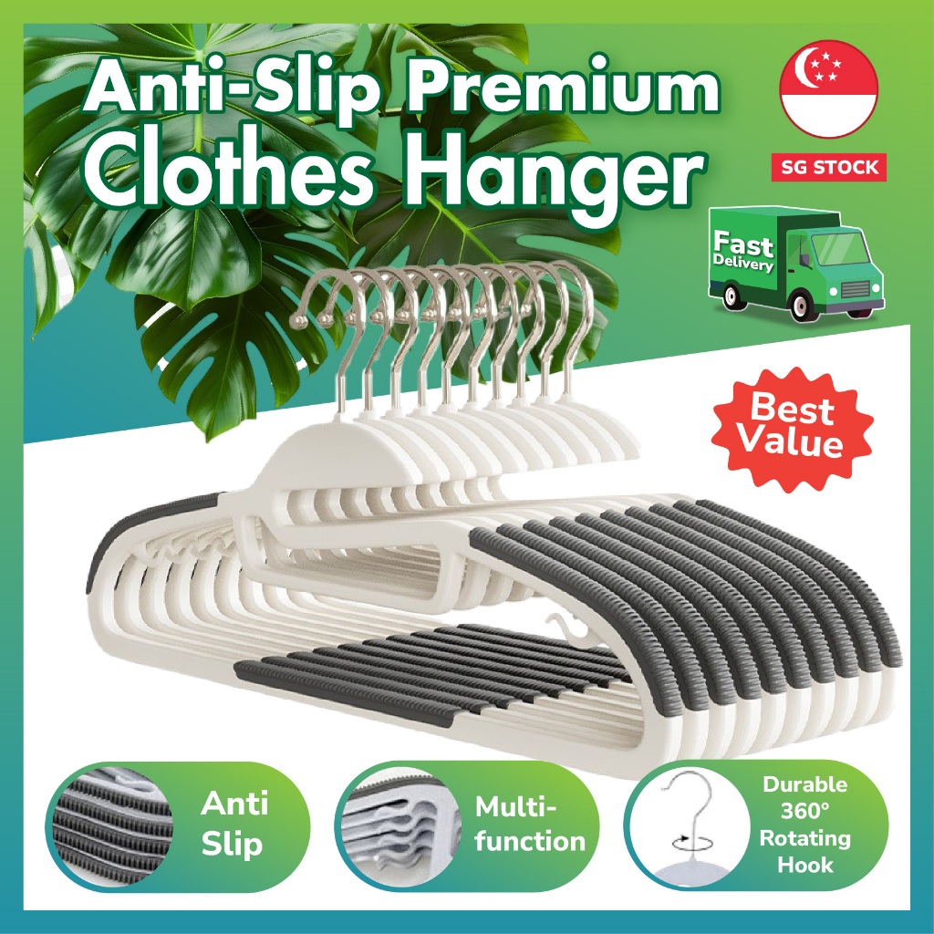 [SG Stocks] 10 Pcs Upgraded V Slide Clothes Hanger Anti-Slip Multi ...