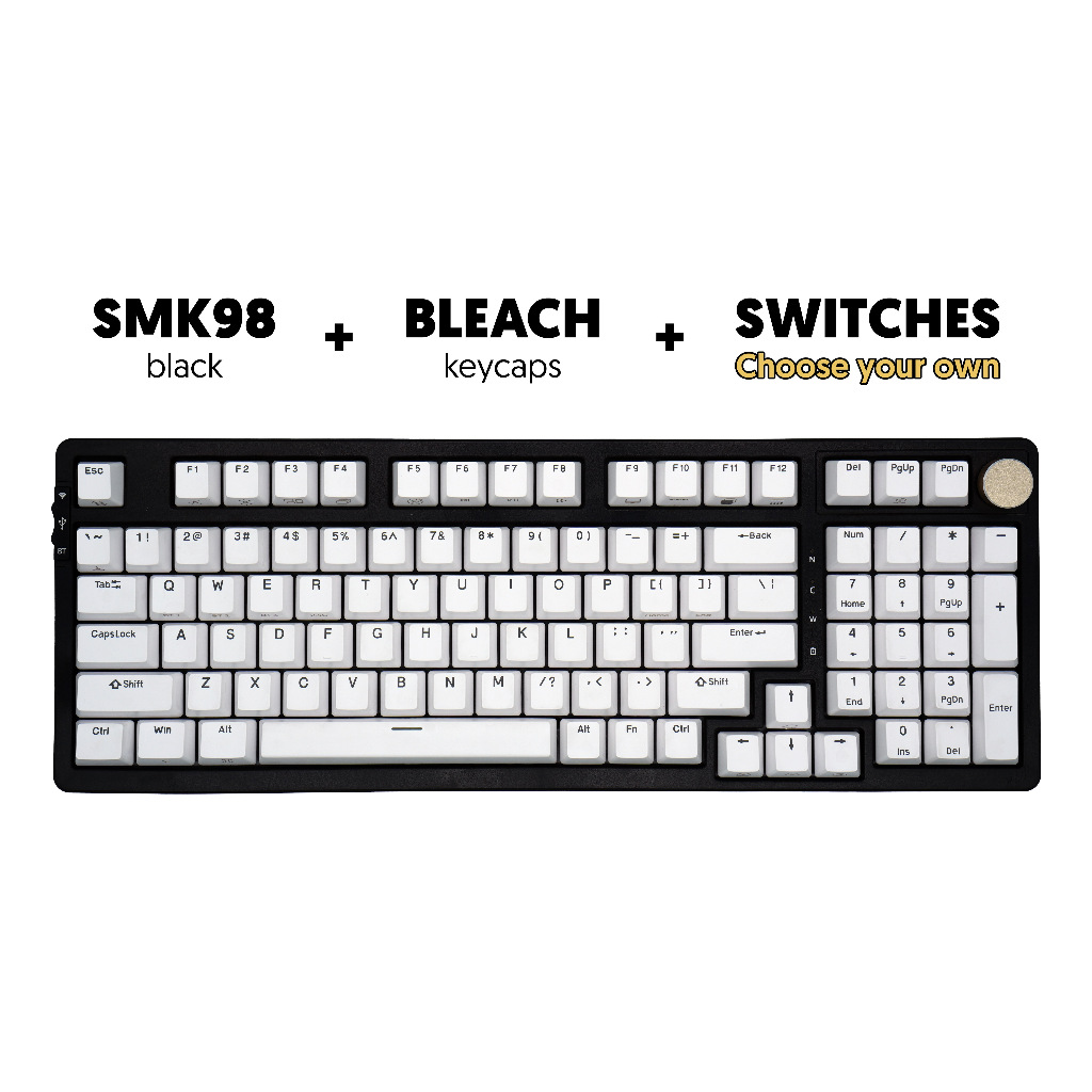 Steed SMK98 BLACK Custom Mechanical Keyboard + Bleach Keycaps TRI-Mode ...