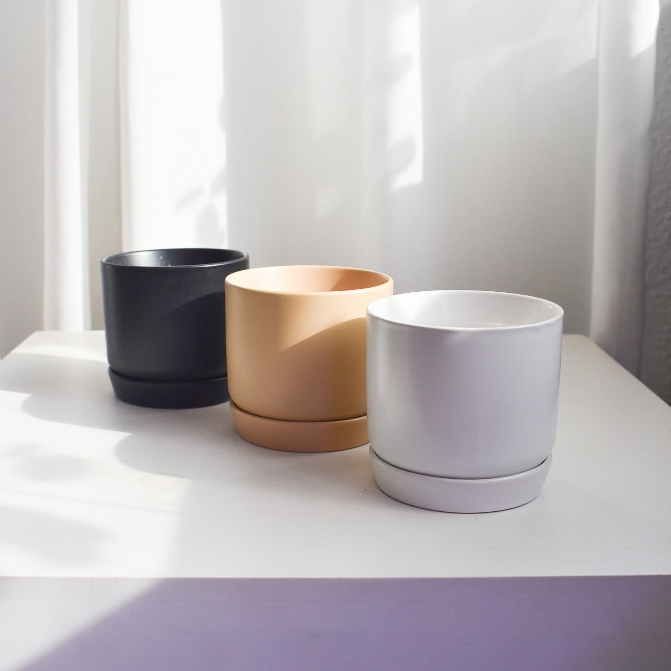 Ebony ceramic pots with saucer | Shopee Singapore