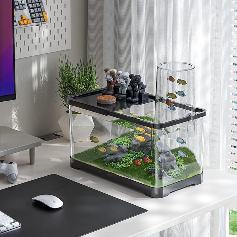 Aquarium Fish Tank Desk Aquarium Set AS Plastic Aquarium With Water ...