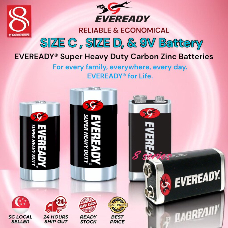 EVEREADY super heavy duty battery size C (R14 ) , size D (LR20 ) 1.5V ...