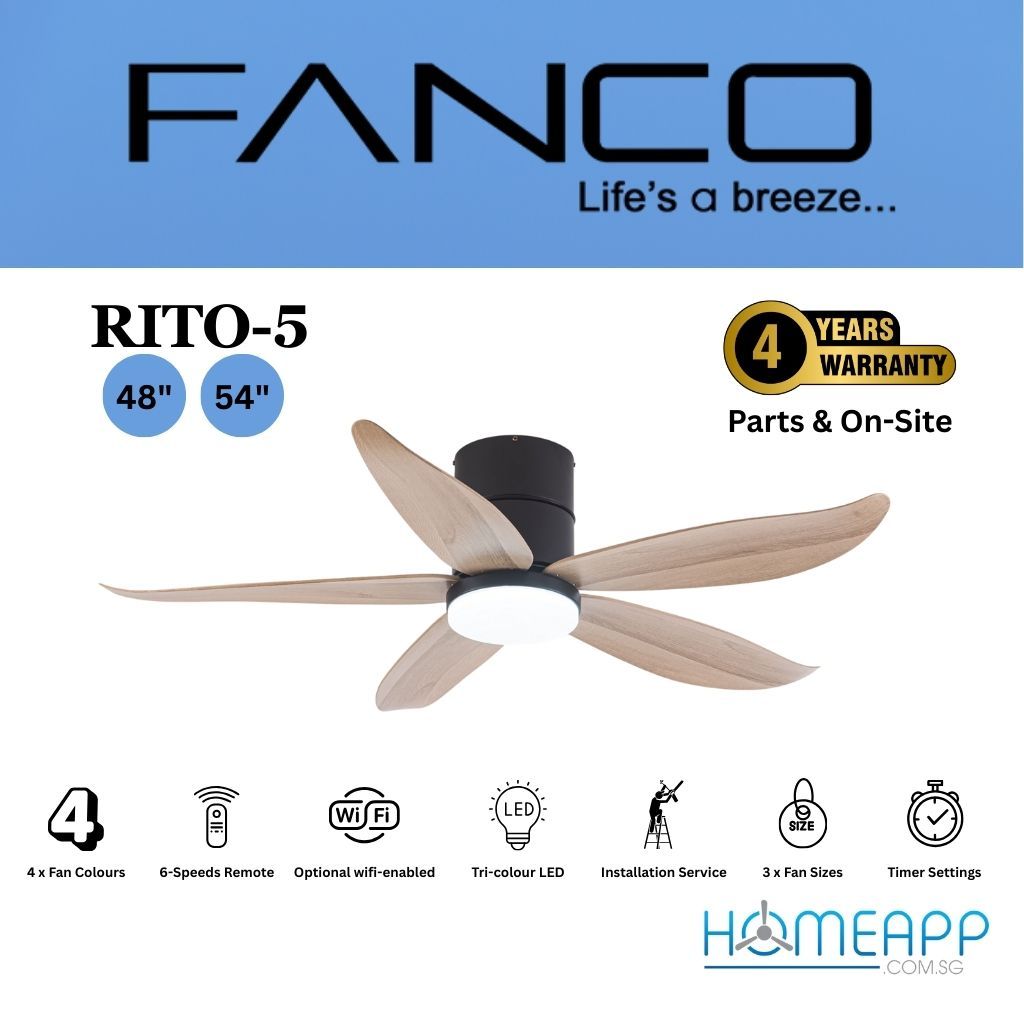 FANCO CO-FAN ceiling fan Rito-5 smart wifi 24W LED light DC motor ...