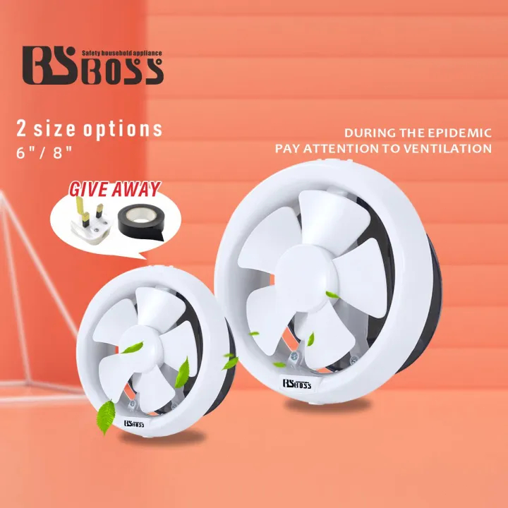 BS BOSS 6 inch 8 inch Round PVC Wall Type Glass Exhaust Fan | Shopee ...