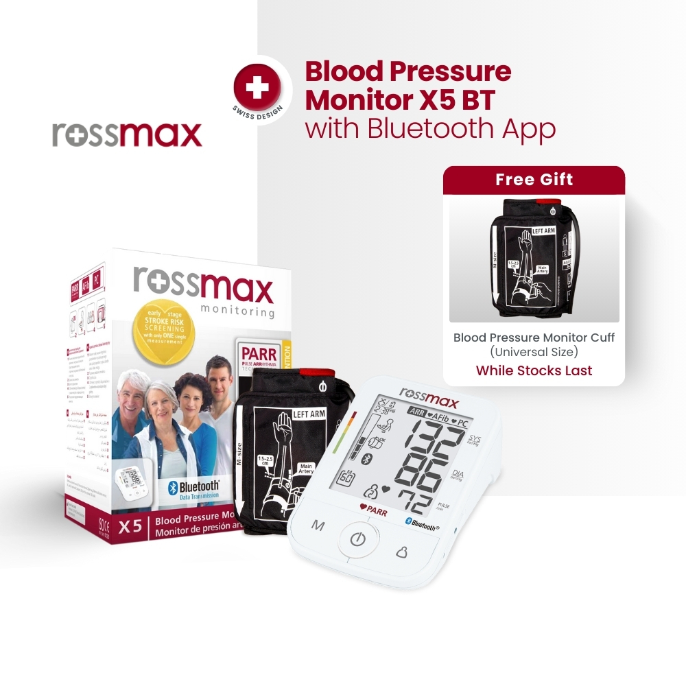 Rossmax Blood Pressure Monitor X5 with Bluetooth App | "PARR" Pulse Arrhythmia Technology 5 Year ...