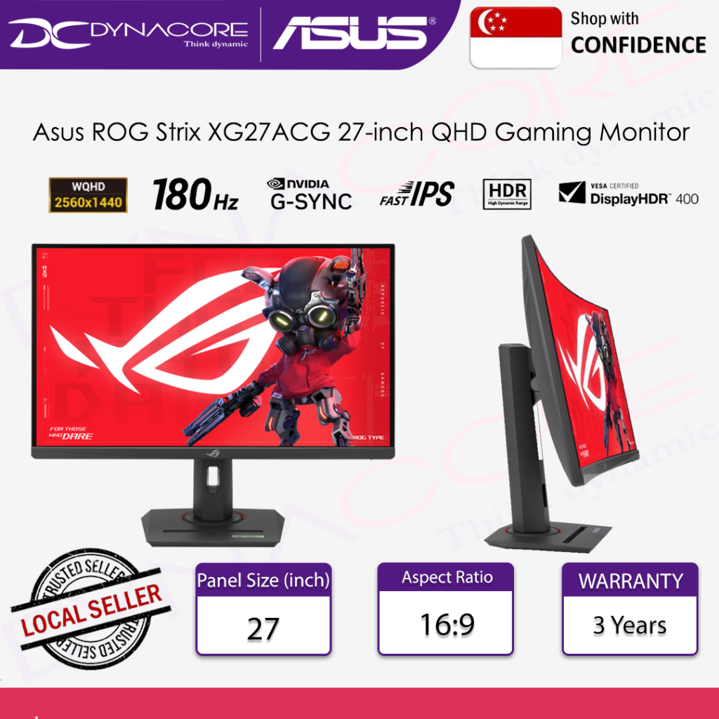 Asus ROG Strix XG27ACG 27-inch QHD Gaming Monitor 180Hz 1ms (GTG), Fast ...