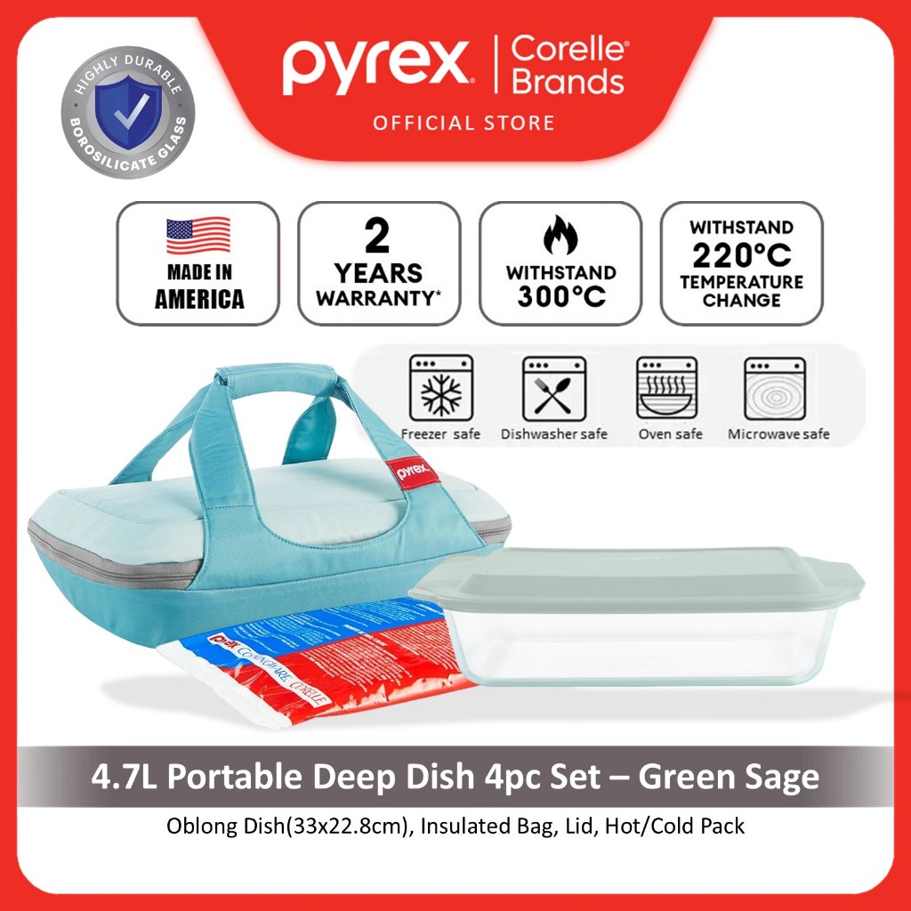 PYREX 4.7L Portable Deep Dish & Insulated Bag Set, 33x22.8cm | Shopee ...