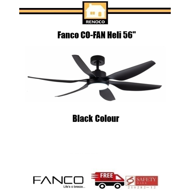Fanco CoFAN Heli 6-blade DC Ceiling Fan with tri-tone ceiling light and ...