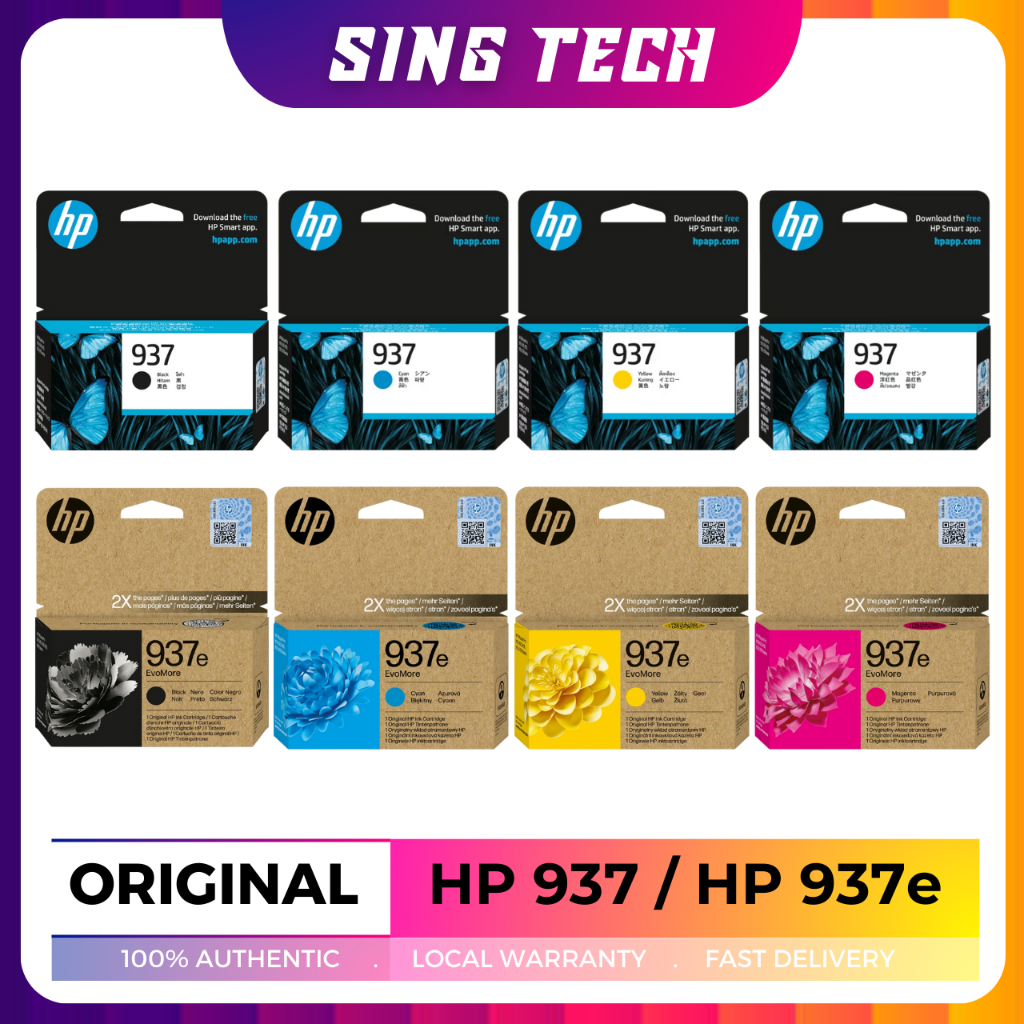 [ORIGINAL] HP 937 / HP 937e Black Cyan Yellow Magenta Ink Cartridge ...