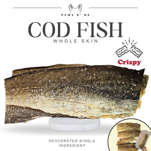 100% Natural Whole Cod Fish Skin Treat for Dogs & Cats / Crunchy ...