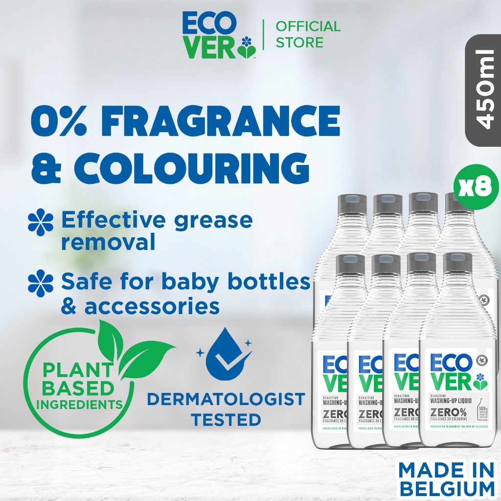 [Bundle of 8] Ecover ZERO Washing Up Liquid 450ml | Shopee Singapore