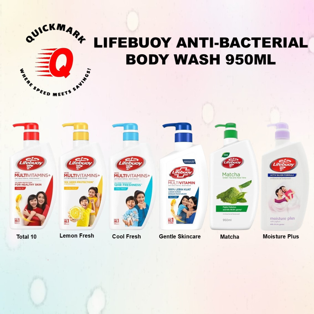 Lifebuoy Anti-Bacterial Body Wash 950ml / Total 10 / Lemon Fresh / Cool Fresh / Gentle Skincare ...