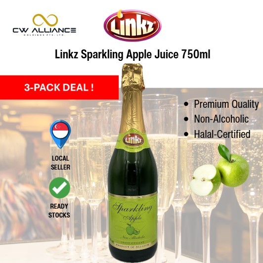 Linkz Sparkling Apple Juice Non-Alcoholic 750ml Halal (3-Pack) | Shopee ...