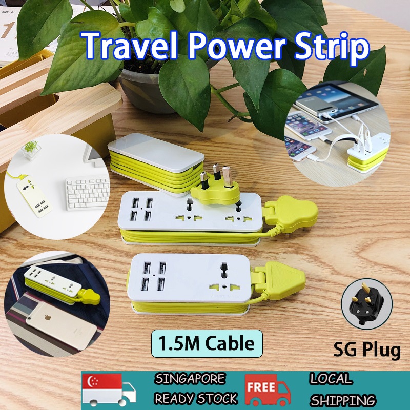 Travel Power Strip Extension Socket Outlet Portable SG Plug Surge ...