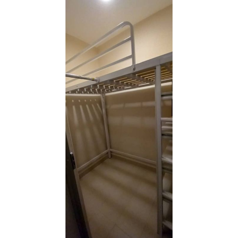 Loft bed with shelf customize singapore for helper room/bomb shelter ...