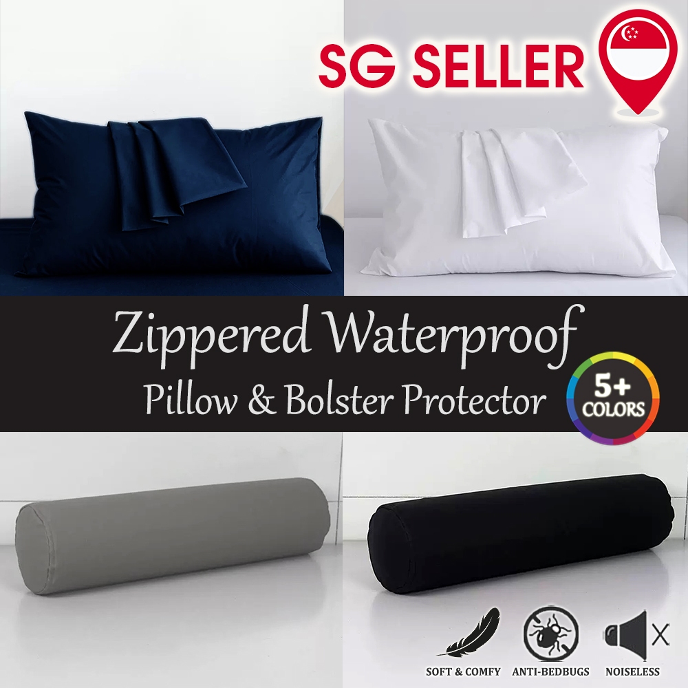 Zip Waterproof Bolster Protector Zip Pillow Protector Pillow case Zip ...