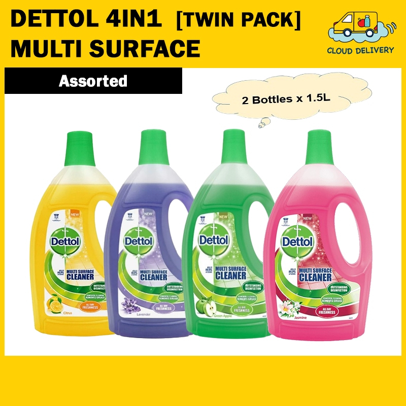 Dettol Multi Purpose Surface Cleaner 4-in-1 (2 x 1.5L) Twin Pack ...